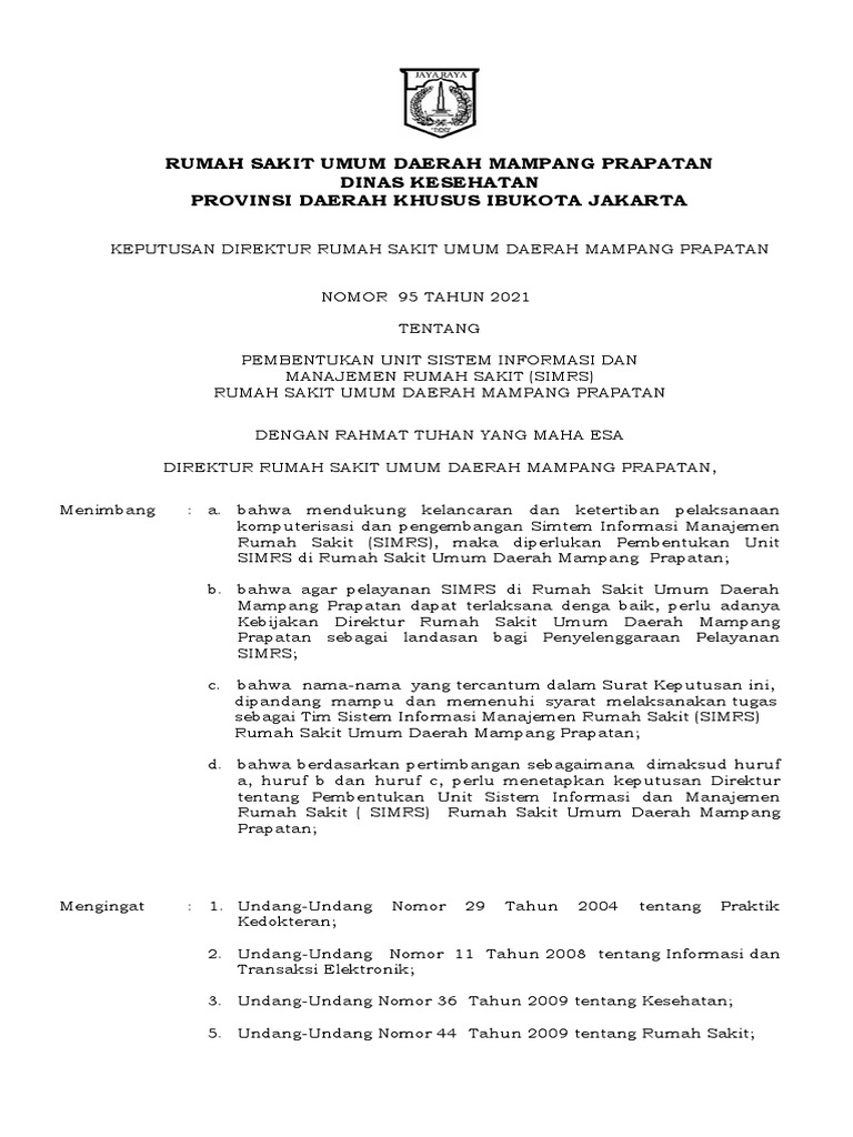 SK Pembentukan Simrs | PDF