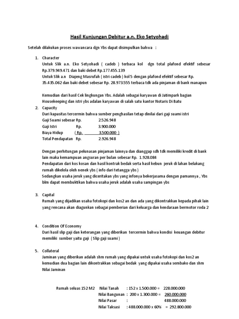 Hasil Kunjungan Debitur | PDF