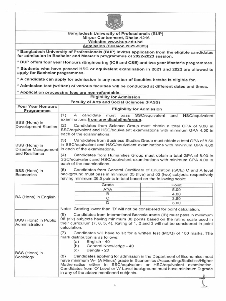 Admission Advertisement 2022 2023 | PDF