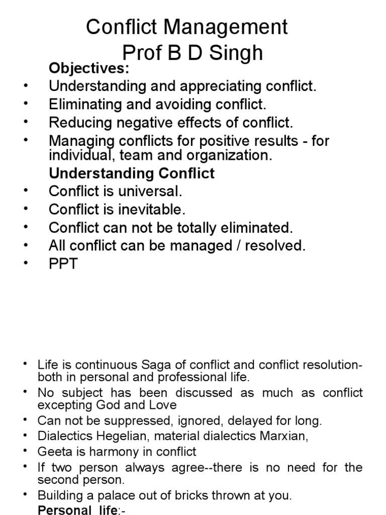 Conflict Management | PDF | Power (Social And Political ...