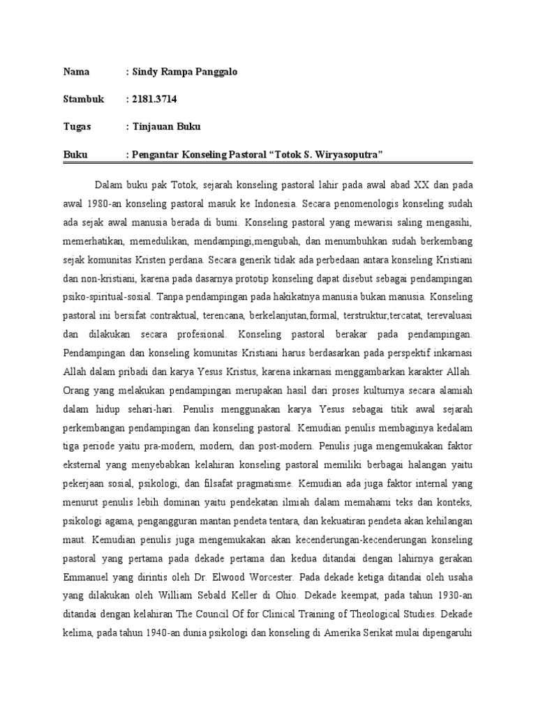Konseling Pastoral Pak Totok | PDF