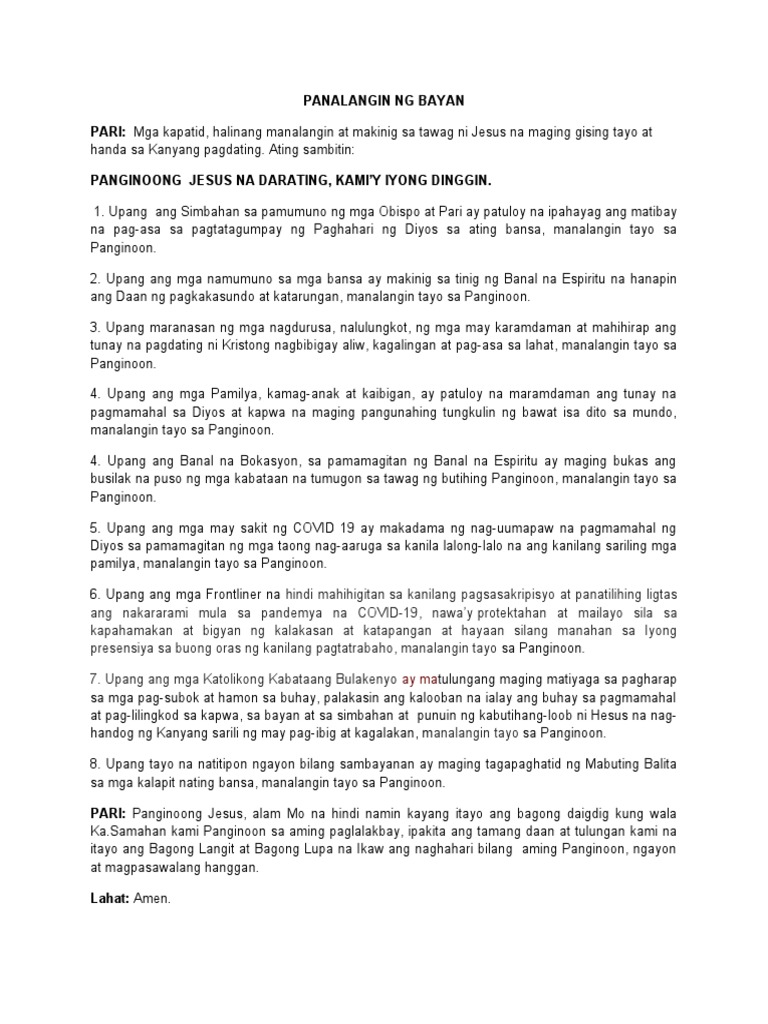 Panalangin NG Bayan | PDF