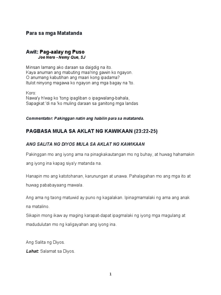 Para Sa Mga Matatanda | PDF