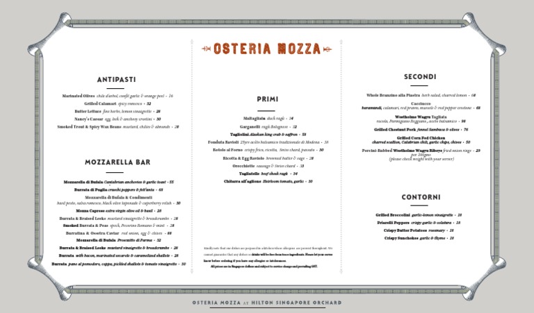 Osteria Mozza Sample Dinner Menu - 15dec FINAL Ua | PDF | Cuisine ...