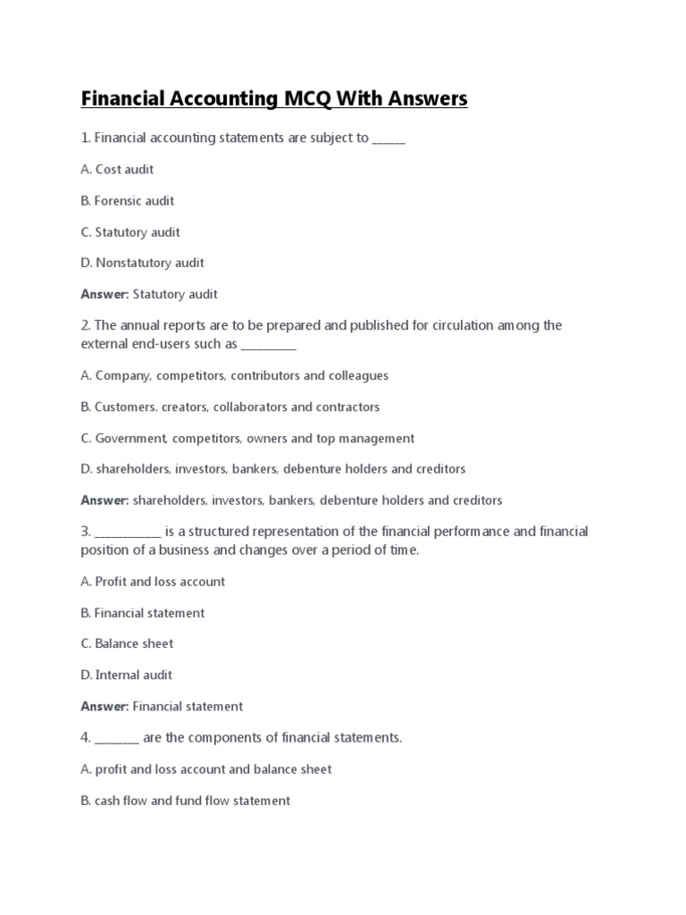 FINANCIAL Accounting MCQ | PDF | Financial Accounting | Accounting