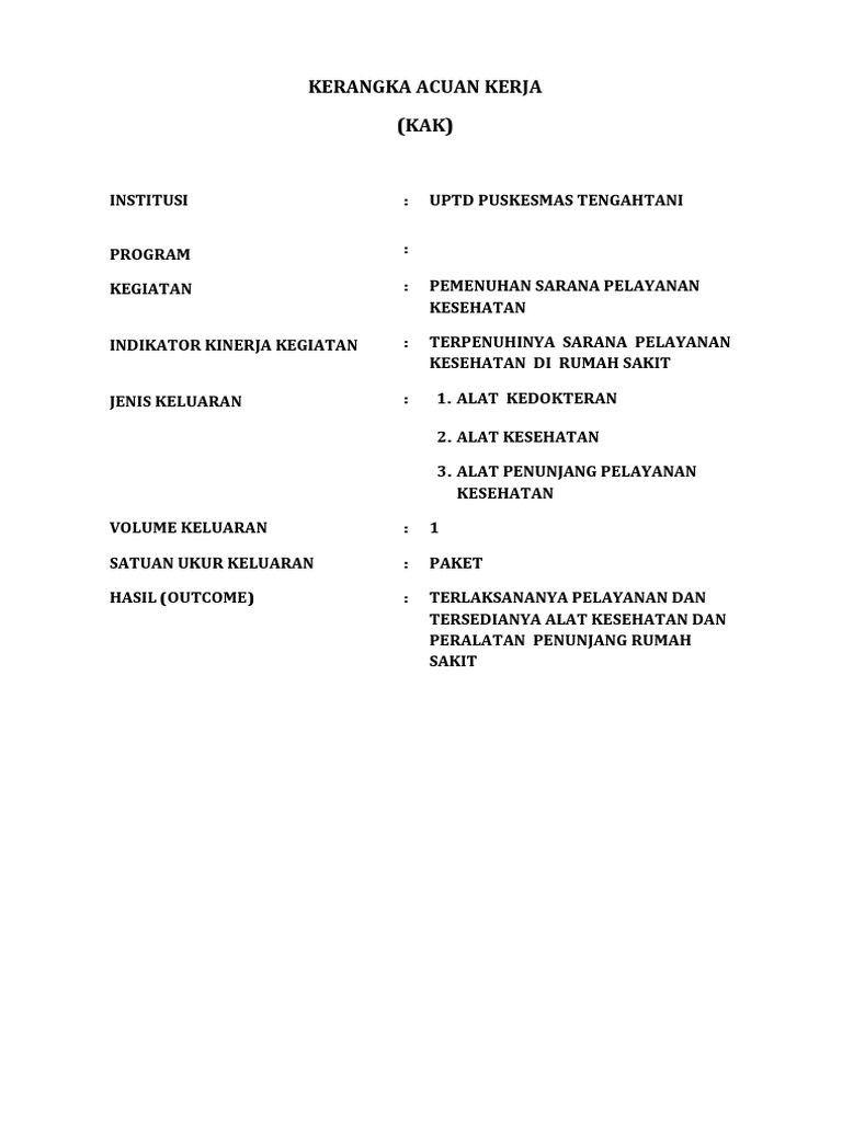 Kerangka Acuan Kerja | PDF