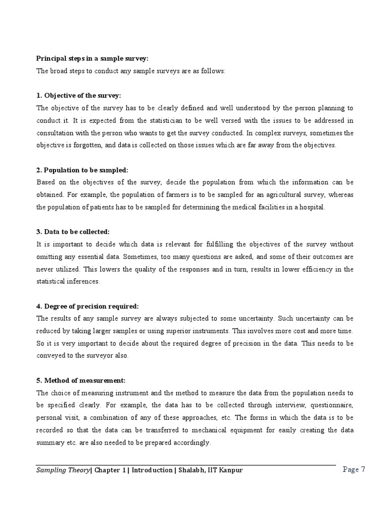 Steps for Conducting Sample Surveys | PDF | Survey Methodology | Sampling (Statistics)