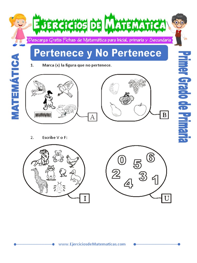 Pertenece y No Pertenece para Primero de Primaria | PDF