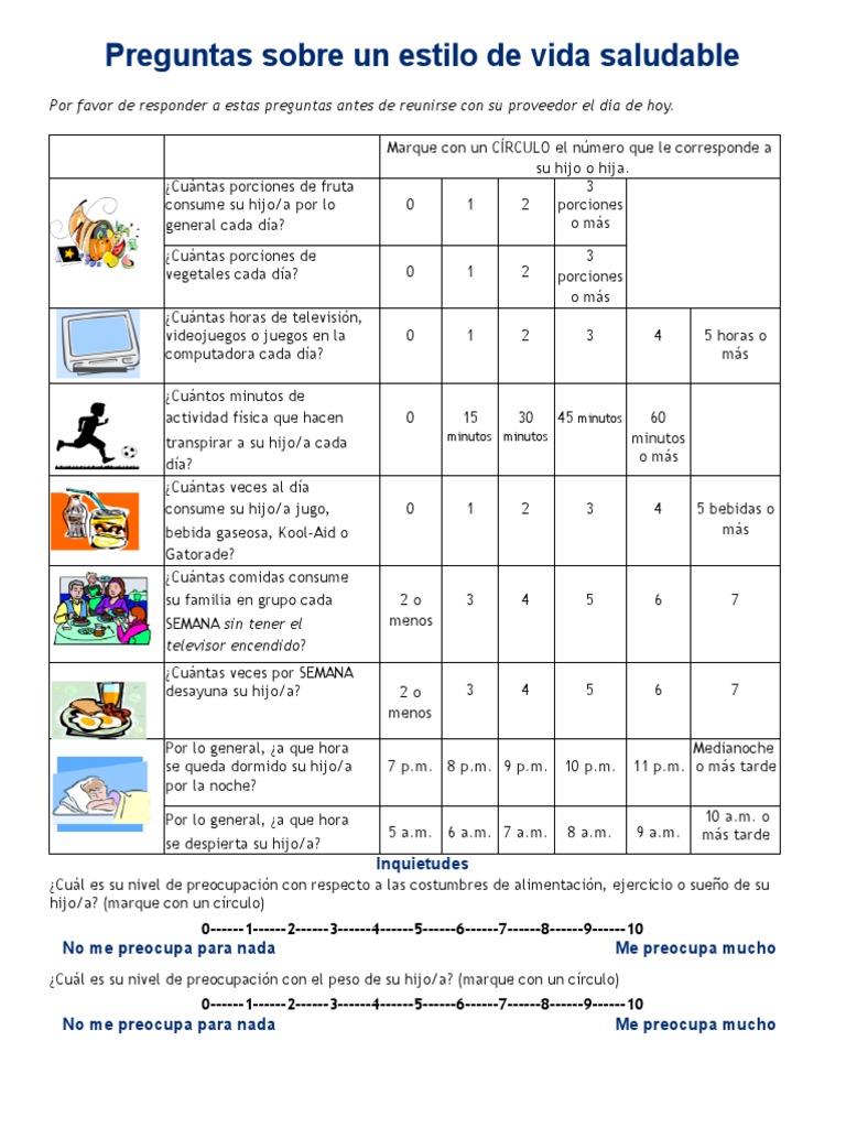 Healthy Lifestyle Questions Spanish | PDF