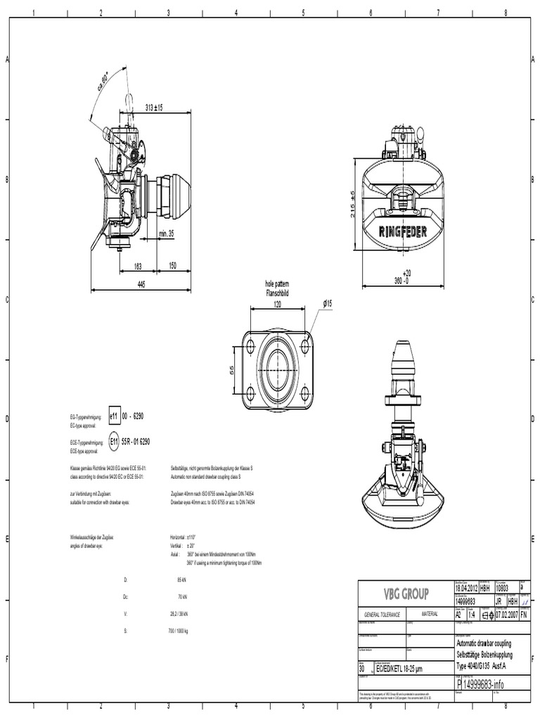 Ringfeder Coupling 4040 g135 A Info Drawing 14999683 | PDF | Mechanical ...