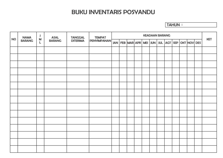 Buku Inventaris Posyandu Melati 28 | PDF