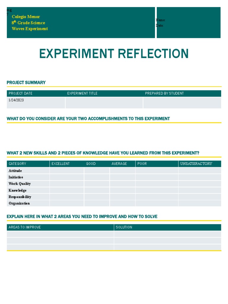Experiment Reflection | PDF