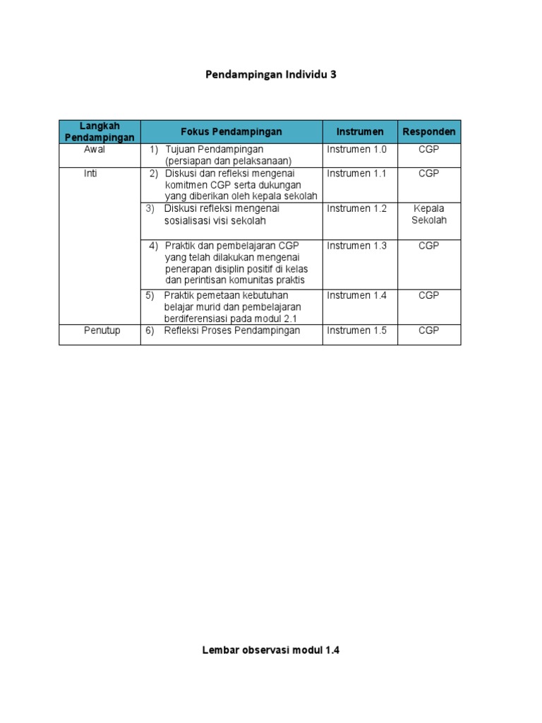 Instrumen Pendampingan Individu 3 | PDF