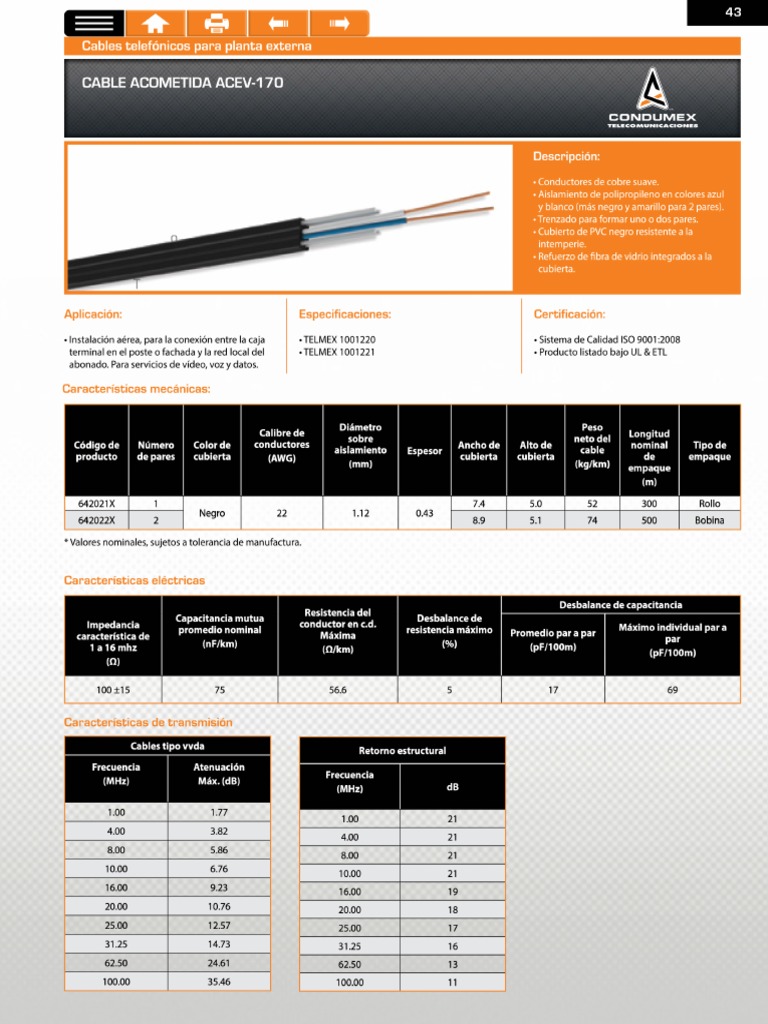 36 Cable Acometida Acev-170 | PDF