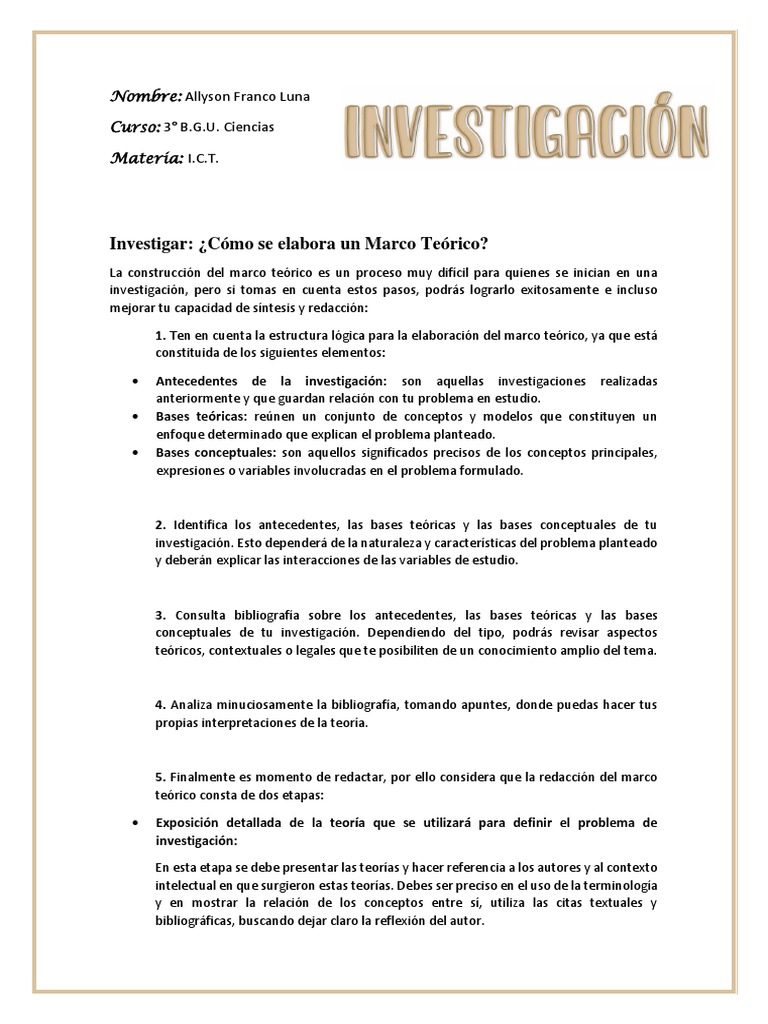 Investigacion Como Se Elabora Un Marco Teorico | PDF | Teoría | Paradigma