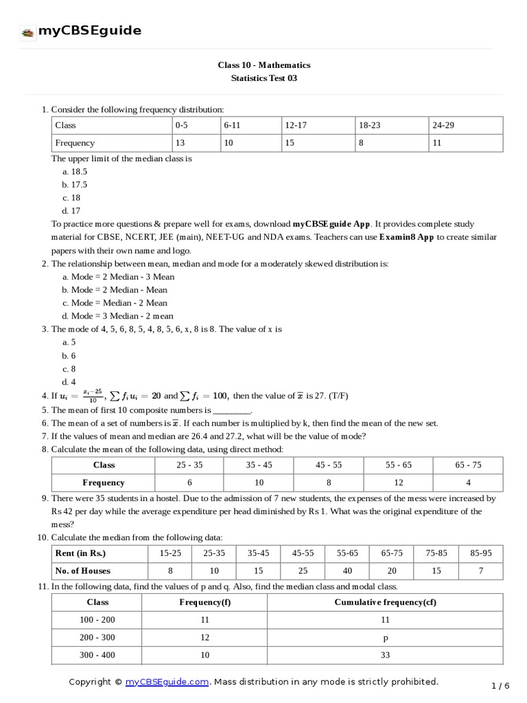 10 Math Statistics Tp03 | PDF | Mean | Mode (Statistics)