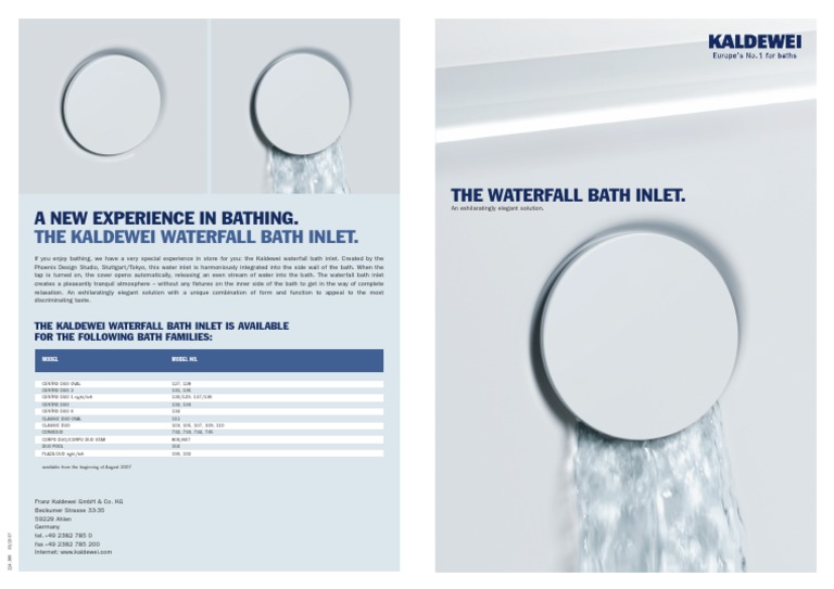Kaldewei Waterfall Bath Inlet Guide | PDF