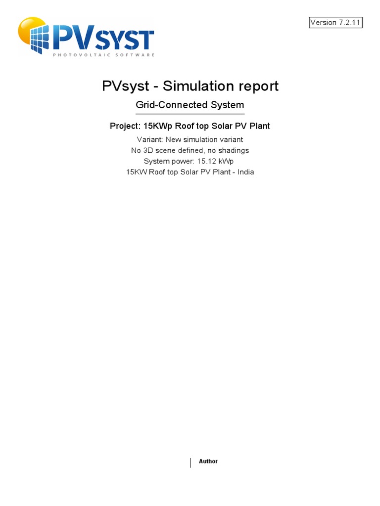 PV Syst Report - 15KWp Roof Top Solar PV Plant | PDF | Photovoltaics ...