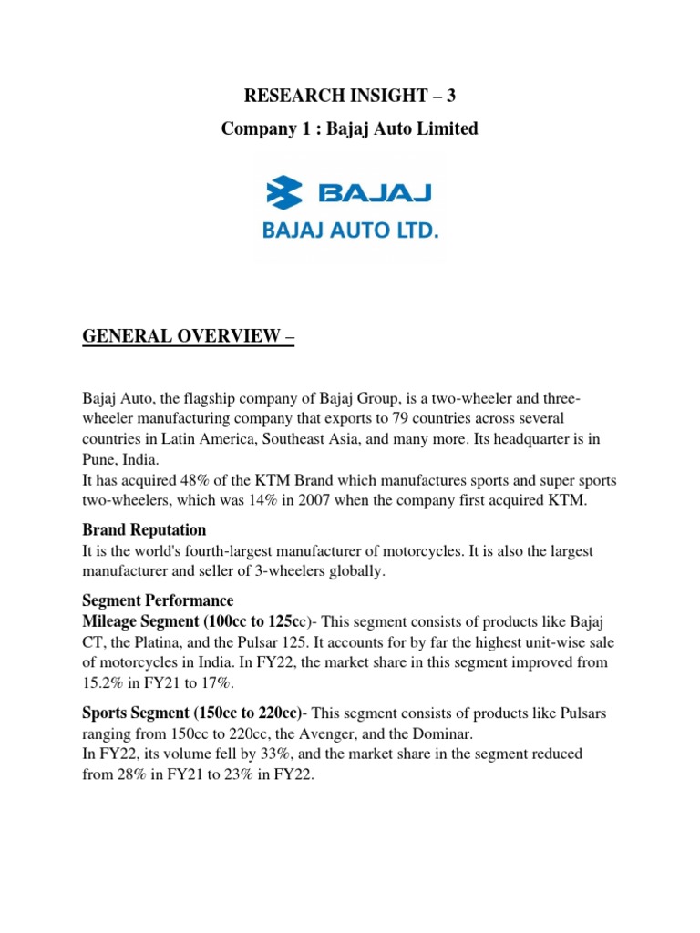 Bajaj Auto Limited | PDF | Business | Technology & Engineering