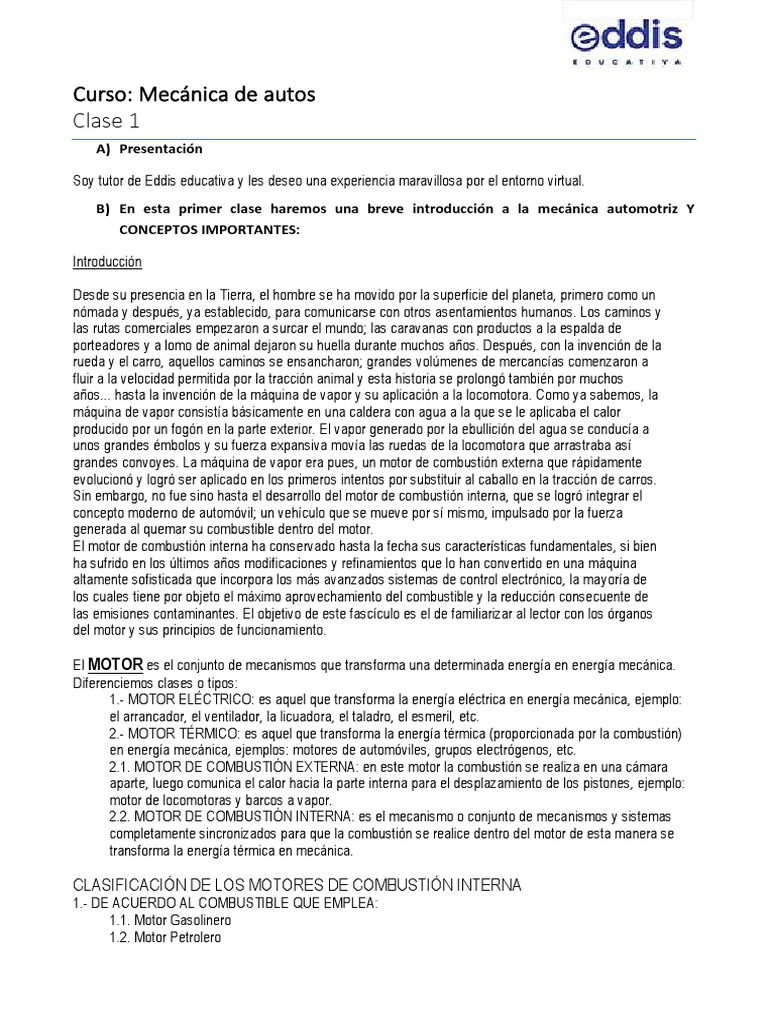 Introducción a la Mecánica Automotriz | PDF | Inyección de combustible | Motores