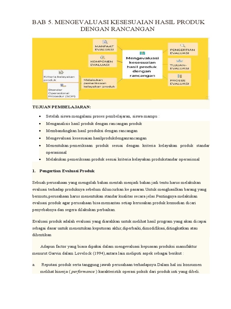 Evaluasi Kesesuaian Hasil Produk | PDF | Karier & Perkembangan | Bisnis