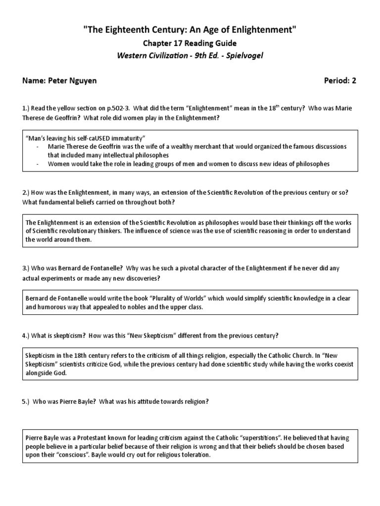 Enlightenment Study Guide | PDF | Age Of Enlightenment | Deism