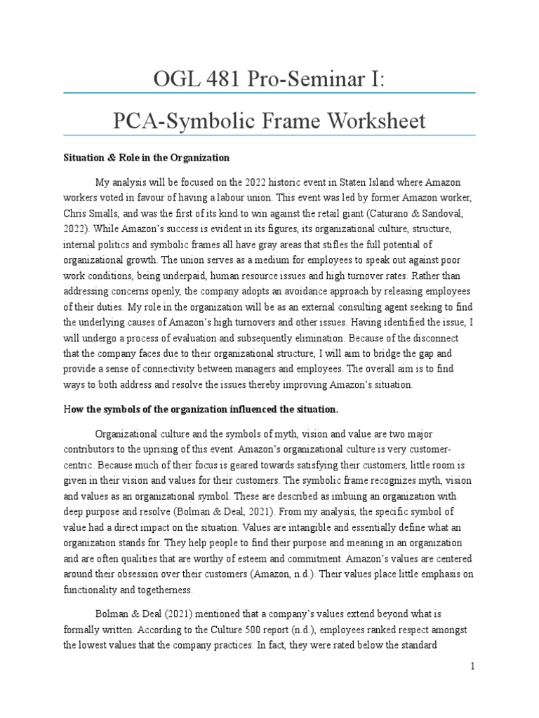 Ogl 481 m5 Symbolic Frame Worksheet | PDF | Organizational Culture ...