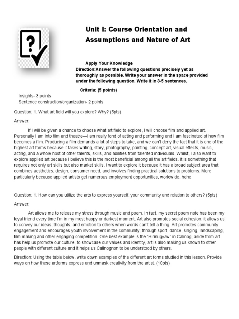 Apply Your Knowledge Art Appreciation (AutoRecovered) | PDF | Door | Creativity