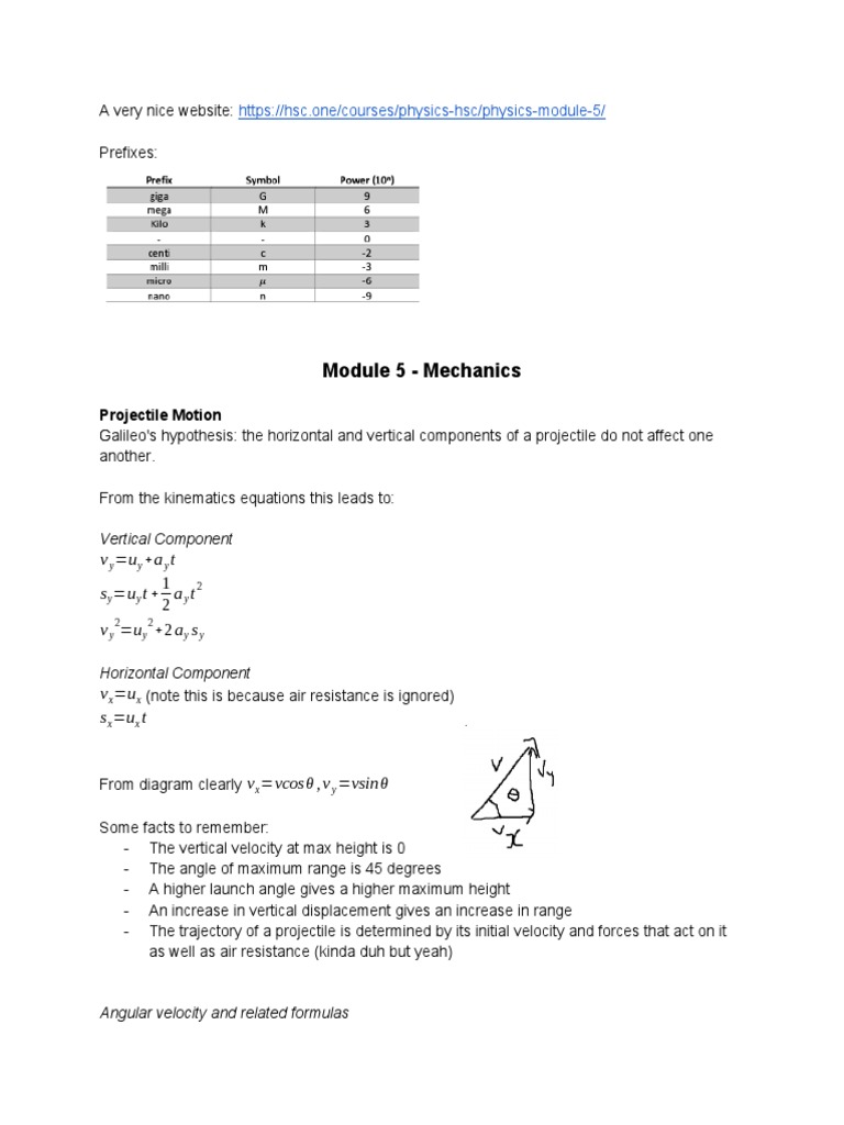Module 5 HSC Physics Notes | PDF | Acceleration | Velocity