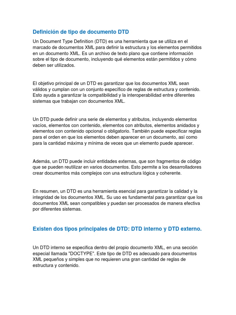 Definición de Tipo de Documento DTD | PDF | Xml | Ingeniería de software