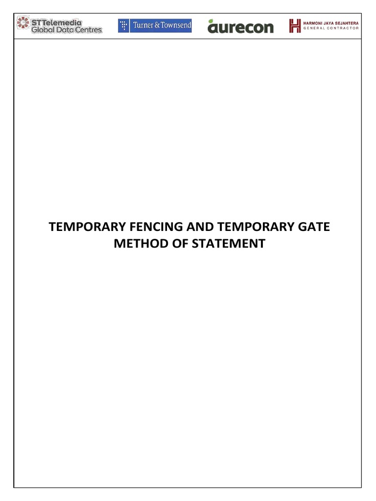 Method of Statement Temp Fences and Temp Gate - 2 | PDF | Tools | Concrete