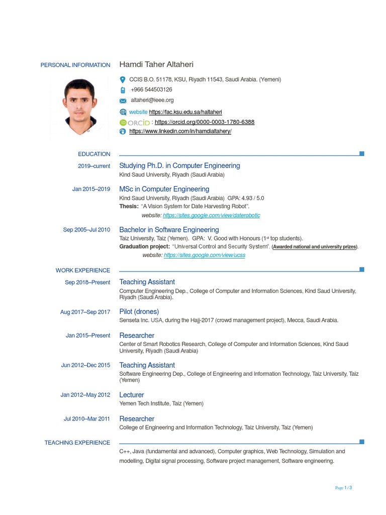 Hamdi Altaheri-Cv | PDF | Yemen | World Politics