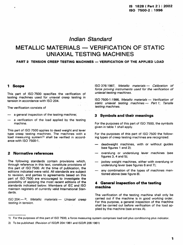 Is 1828-2 (Iso 7500-2) - 3 | PDF | Verification And Validation