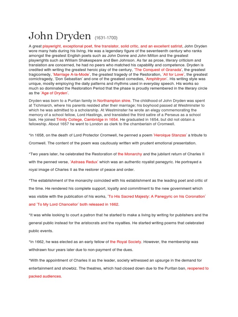 Dryden | PDF | John Dryden | William Shakespeare