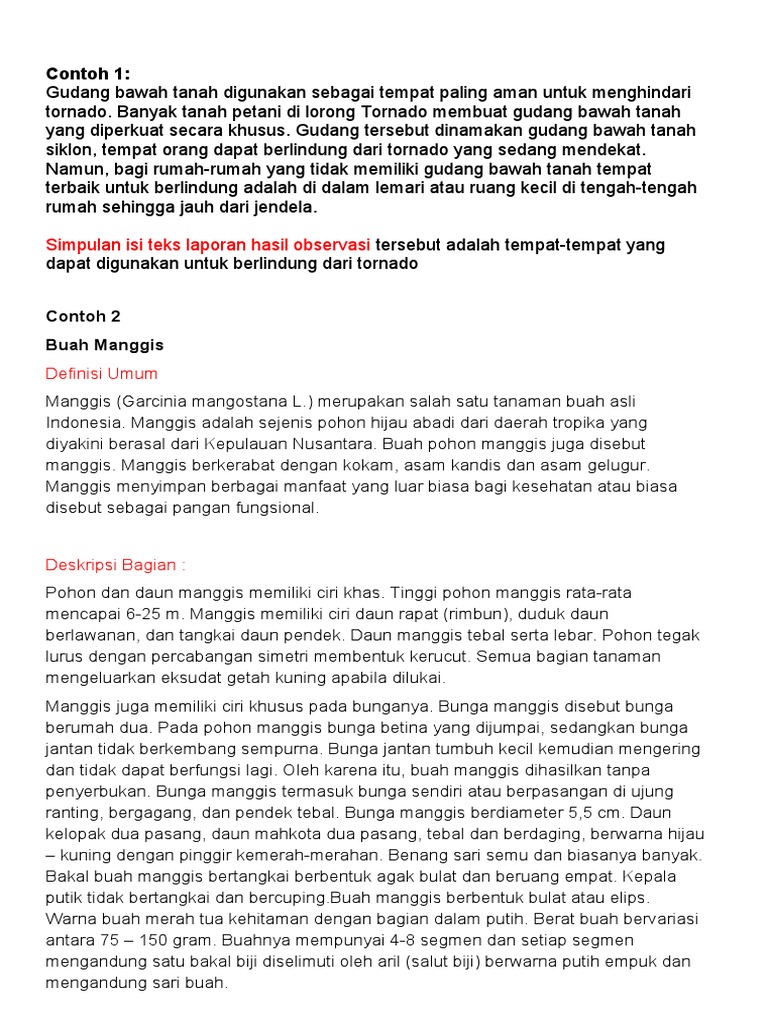 Contoh Teks Lho + Simpulan | PDF