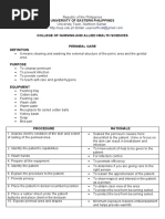 Perineal Care Procedure Checklist | PDF | Labia | Sexual Anatomy