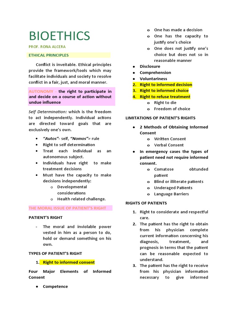 BIOETHICS | PDF | Informed Consent | Autonomy