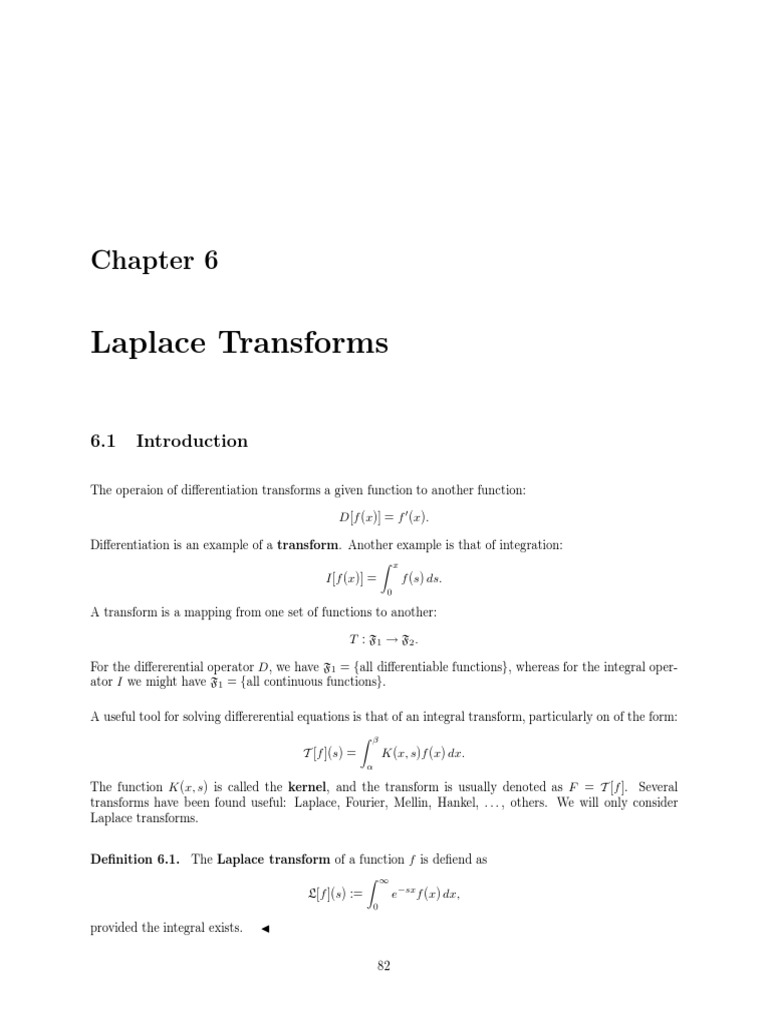 Chapter 6 Part 1 | PDF | Ordinary Differential Equation | Laplace Transform