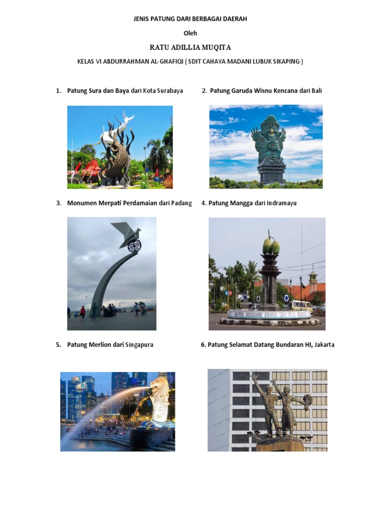 Jenis Patung Dari Berbagai Daerah Di Indonesia | PDF