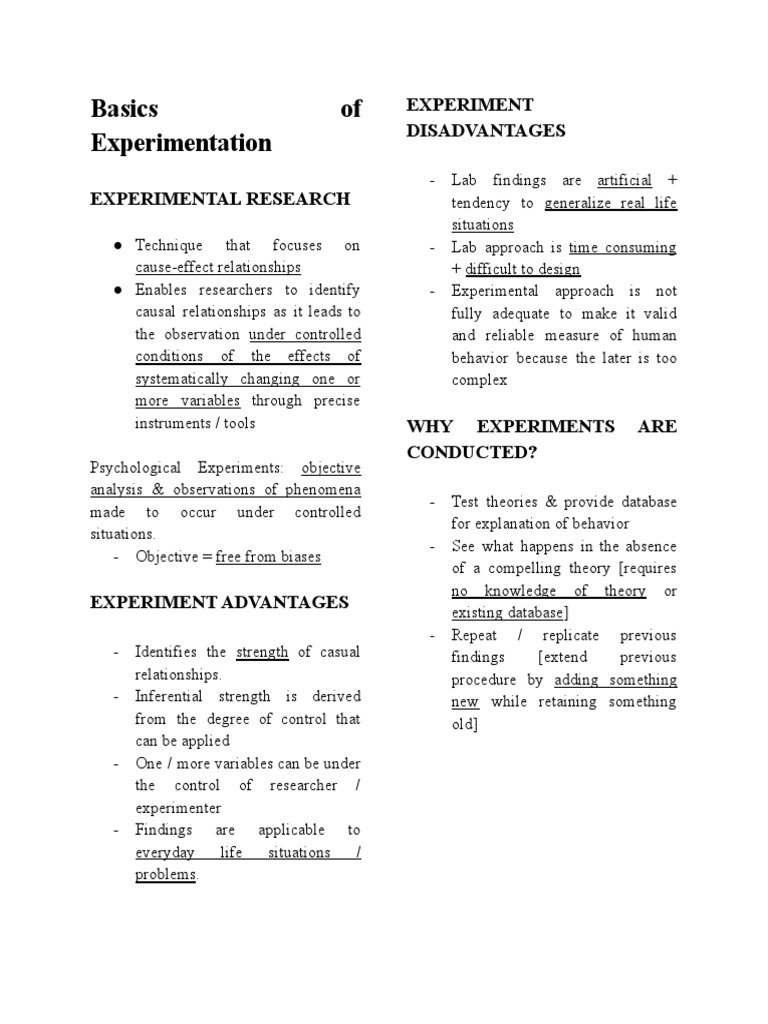 Advantages and Disadvantages of Experiments | PDF | Experiment ...