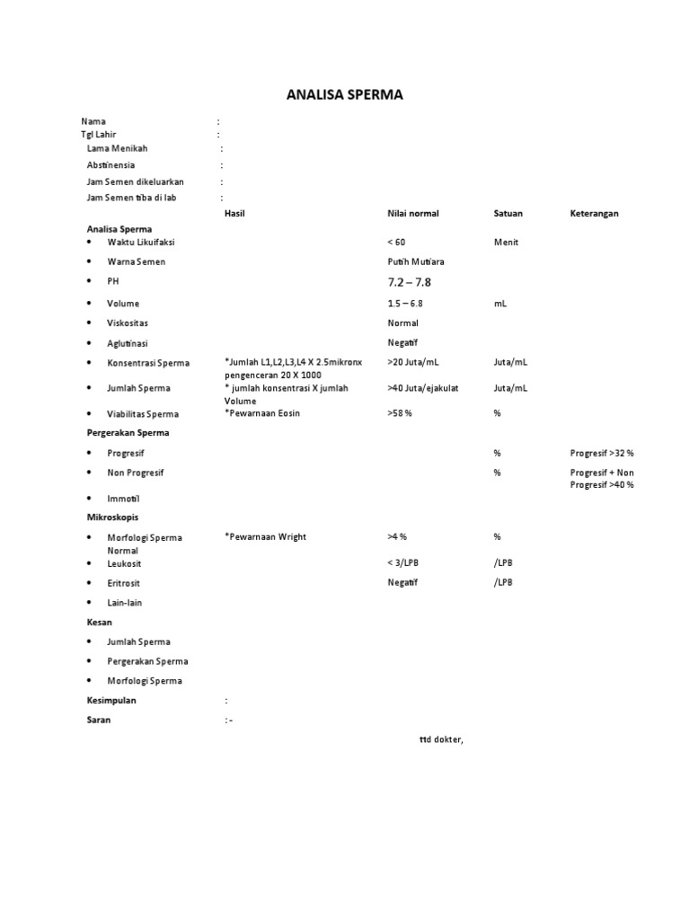 Hasil Analisa Sperma Normal | PDF