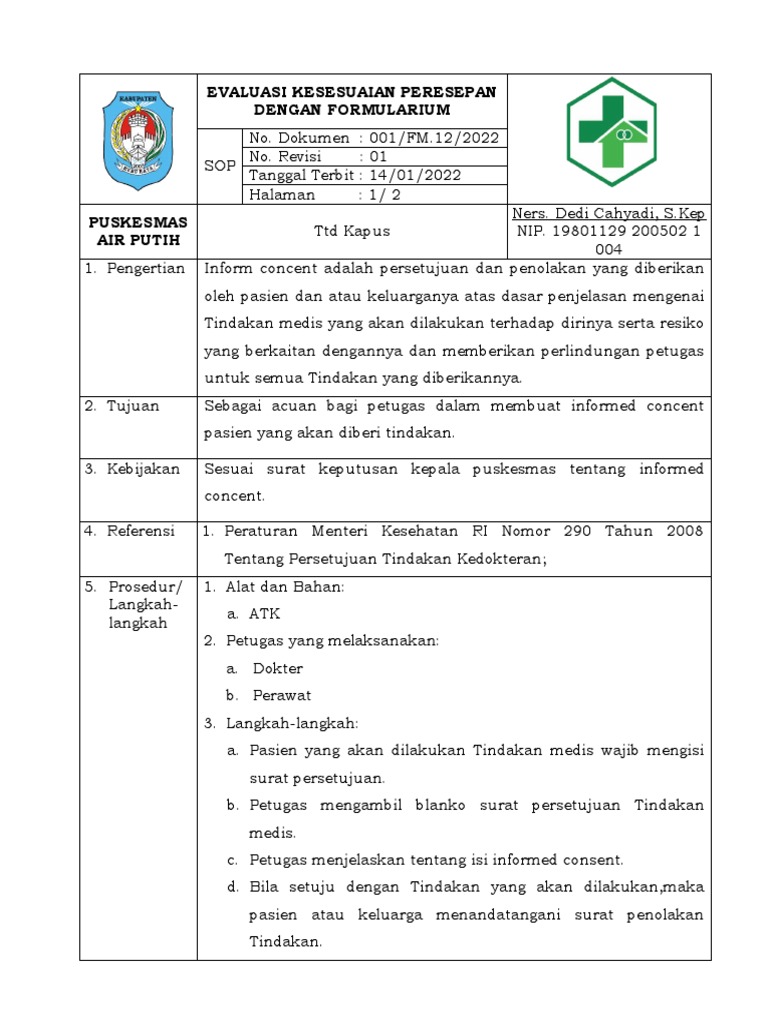 Sop Informed Consent | PDF