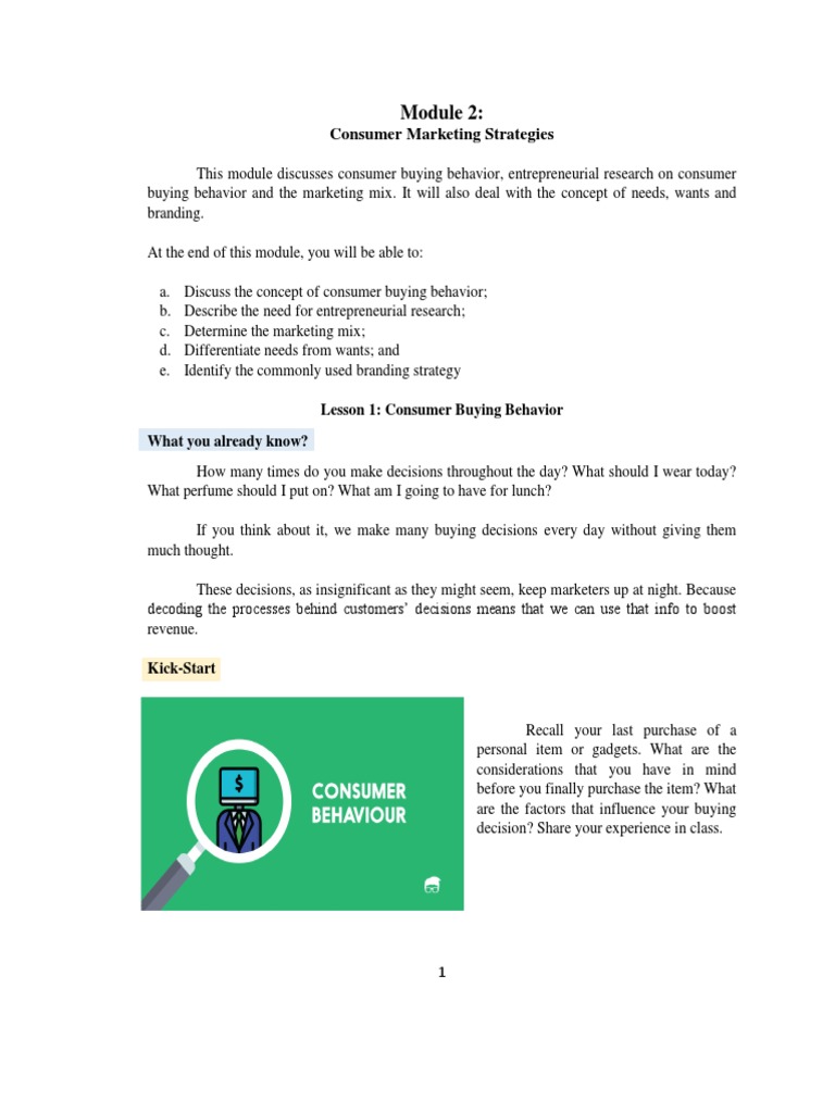Entrepreneurship Quarter 4 Module 2 | PDF | Behavior | Product (Business)