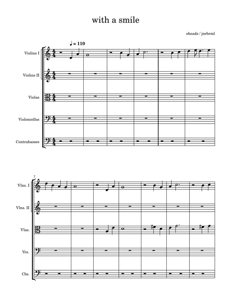 String Orchestra Sheet Music - With A Smile | PDF | Bowed Instruments | Music Production