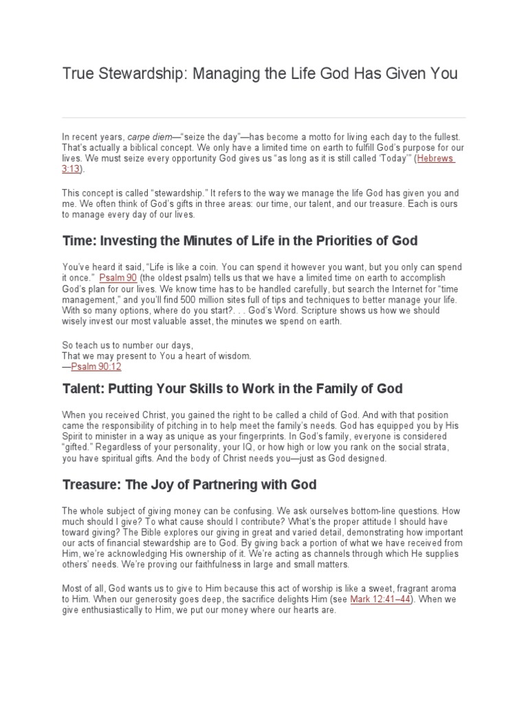True Stewardship | Download Free PDF | God | Bible