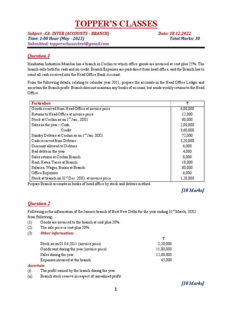Accounting for a Branch: Solving Multiple Questions on Branch ...