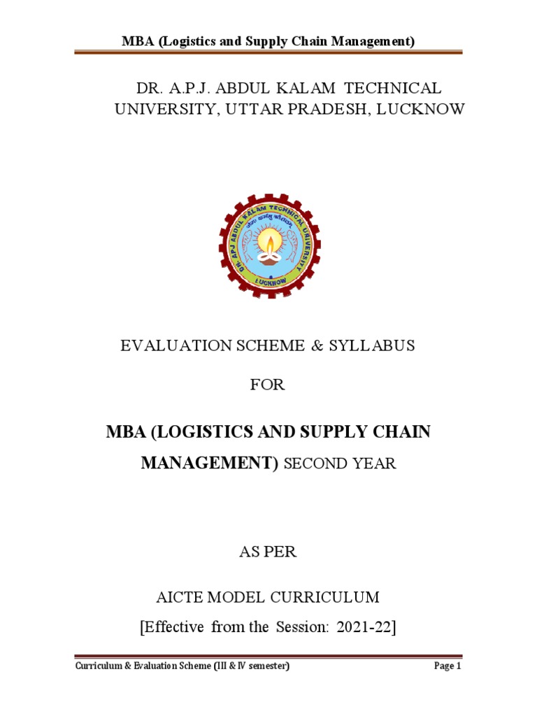 MBA - Logistic & SCM - 2nd Year Syllabus - 2021 | PDF | Strategic ...