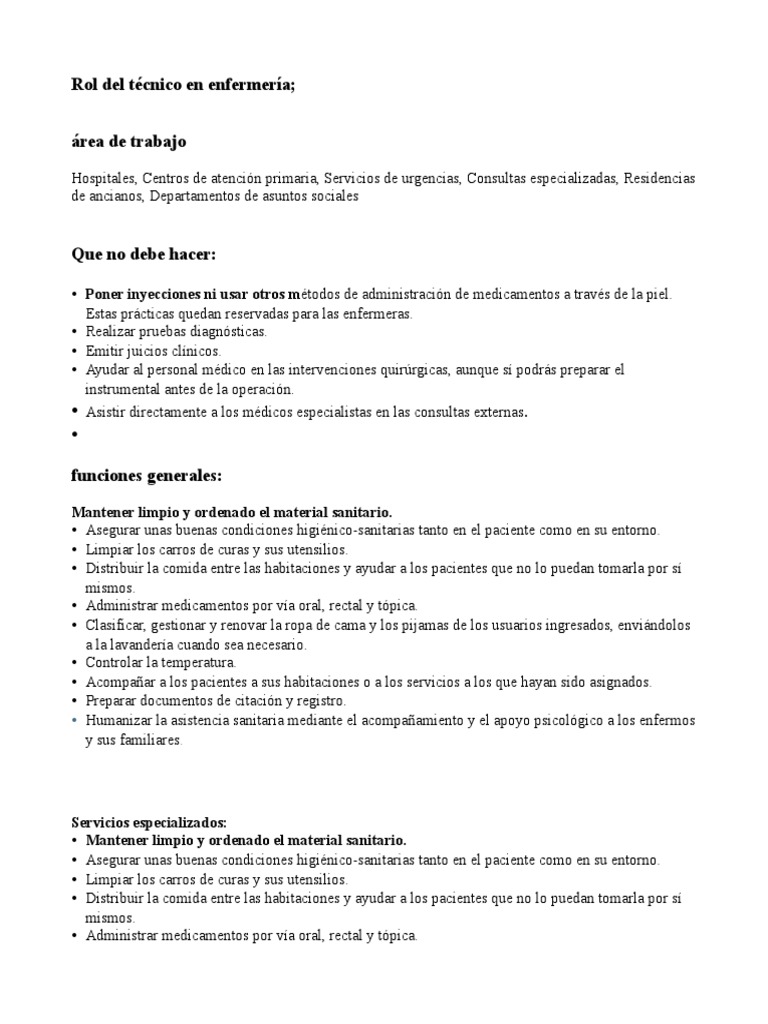 Rol Del Tecnico en Enfermeria RH | PDF