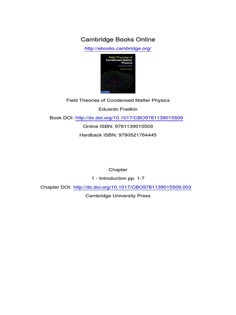 Field Theory of Condensed Matter | PDF | Physics | Condensed Matter Physics
