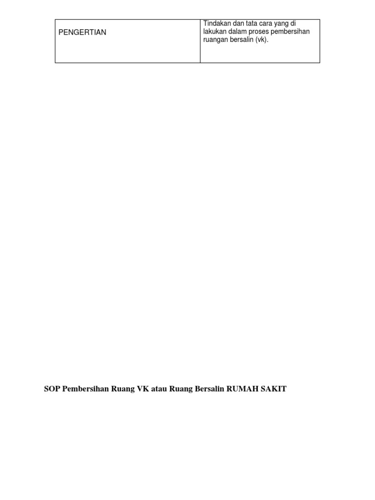 Pdfcoffeecom - Sop Pembersihan Ruang VK Atau Ruang Bersalin Rumah Sakit PDF - 230224 - 131656 | PDF